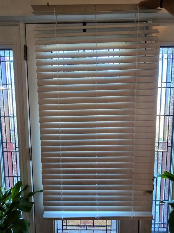 LEVOLOR Basics 2-in Slat Width 27-in x 64-in Cordless White Faux Wood Room Darkening Horizontal ...