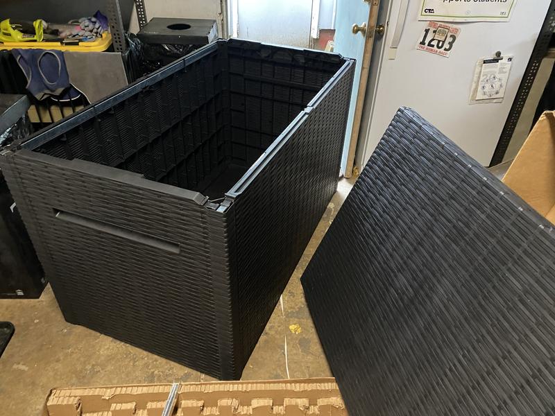 Keter Java Durable Outdoor Storage 230-Gallon Grey Plastic Deck Box in ...