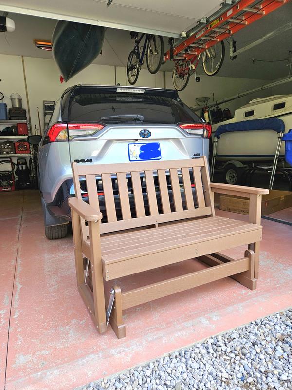 Serwall Outdoor HDPE Patio Glider Bench - Durable Weather Resistant Low ...