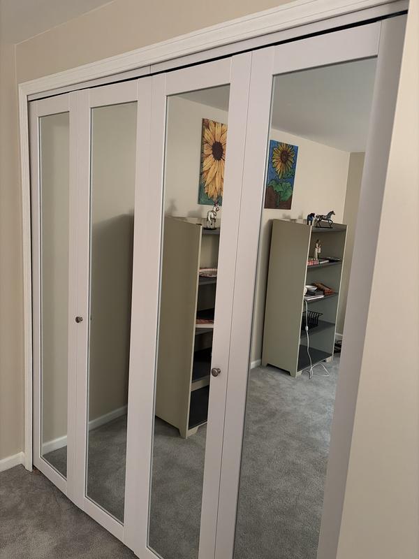 JUJUBON 30-in x 80-in White-Mirror 1-panel Mirrored glass Smooth Solid ...