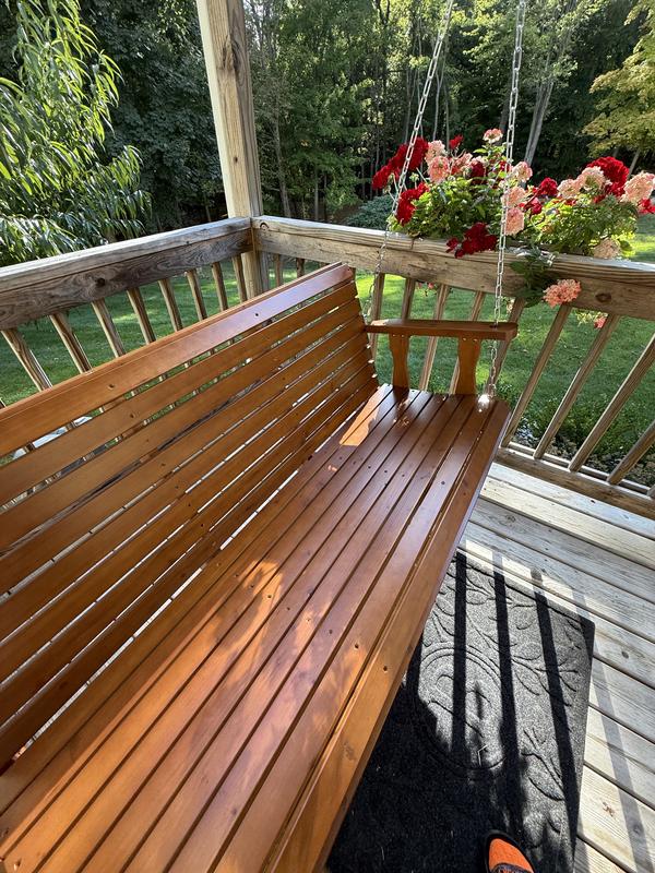 Fortune Candy 5 FT Extra Large 3-Seater Wooden Porch Swing Bench Swing ...