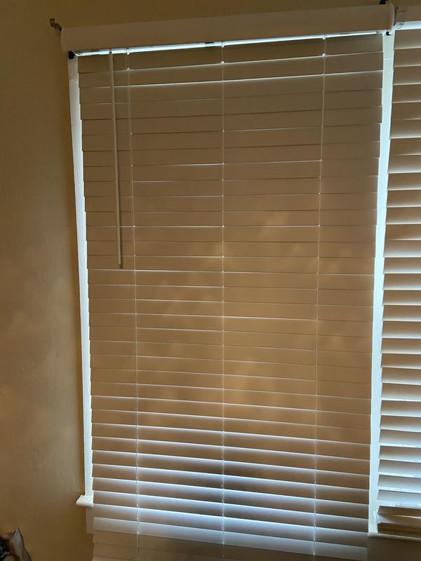 LEVOLOR Basics 2-in Slat Width 27-in x 64-in Cordless White Faux Wood Room Darkening Horizontal ...