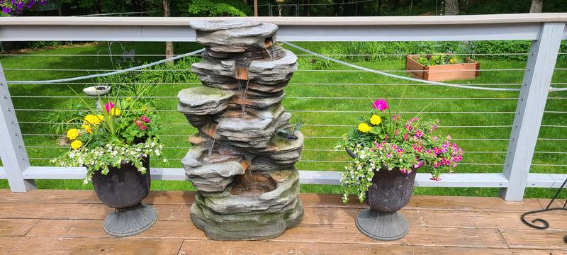 Style Selections 40.16-in H Resin Electric Powered Rock Waterfall ...