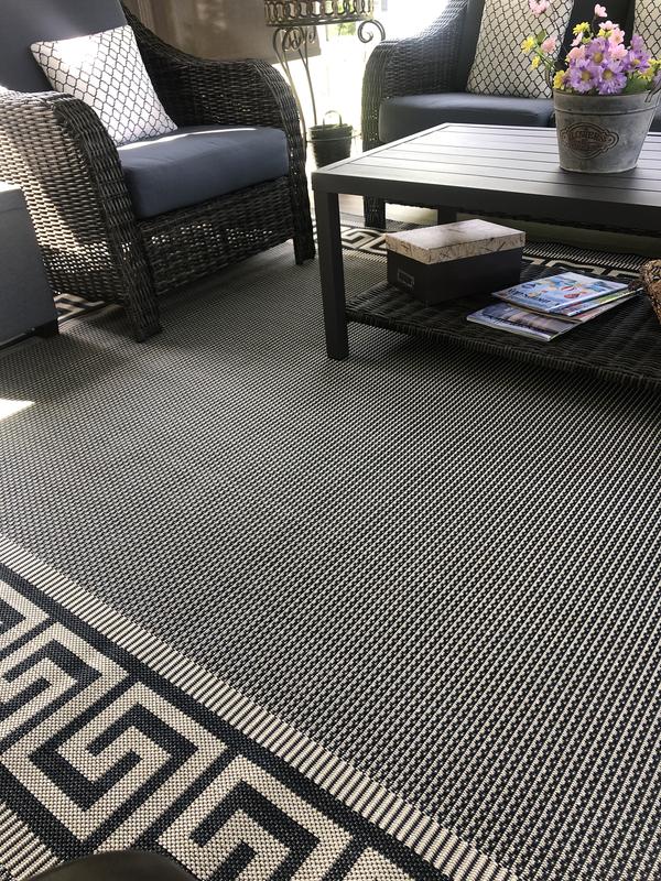 Tayse Eco 5 X 8 (ft) Navy Indoor/Outdoor Border Coastal Area Rug ...