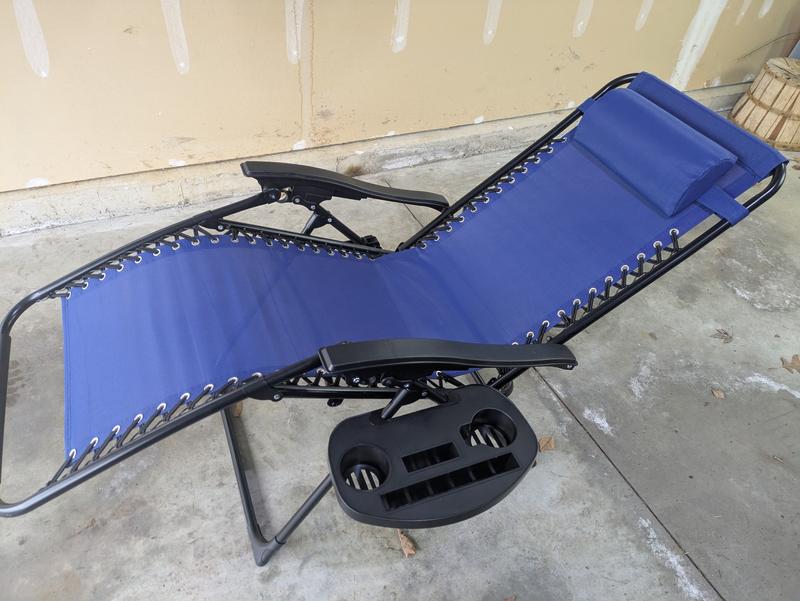 Sun-Ray Black Steel Frame Stationary Zero Gravity Chair with Tan Woven ...