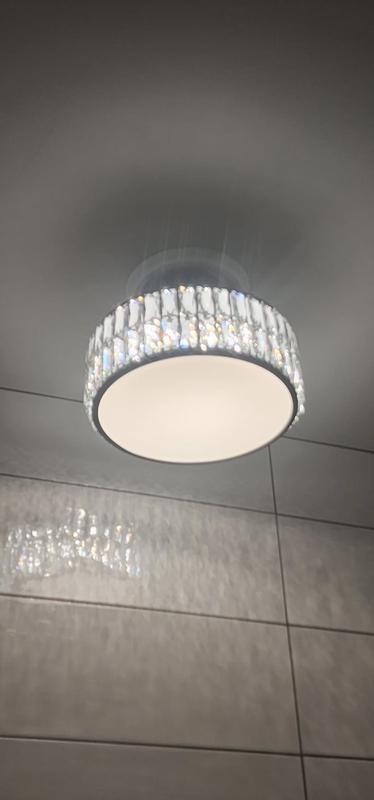 allen + roth Willow 1-Light 12.72-in Gloss Chrome LED Semi Flush Mount ...