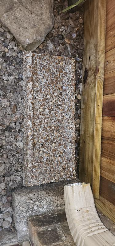 Concrete 24-in Exposed River Gravel Splash block in the Downspouts ...