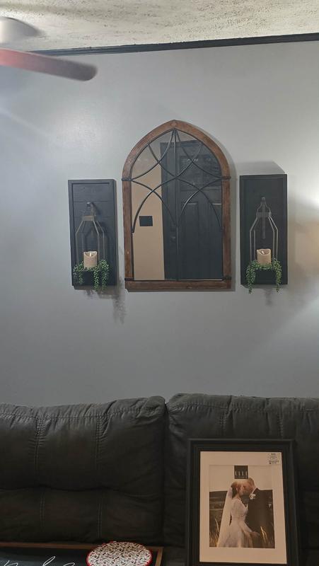 HomCom 36.5 23.5 Large Farmhouse Wall Mirror Arch Window Mirror for ...