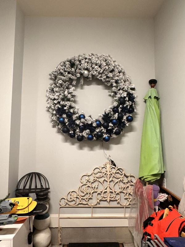 Qeetex 1PCS 60 Inch Large Pre-lit Artificial Christmas Wreath with LED ...
