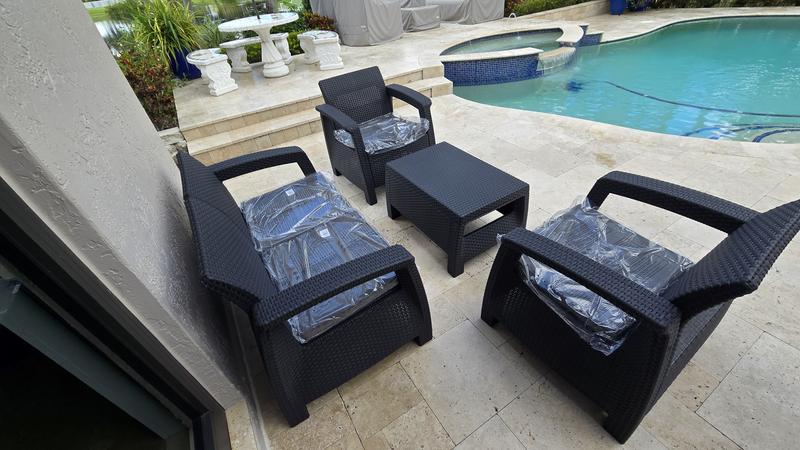 Keter Corfu All Weather Outdoor Patio Garden Furniture 4 -Piece Patio ...