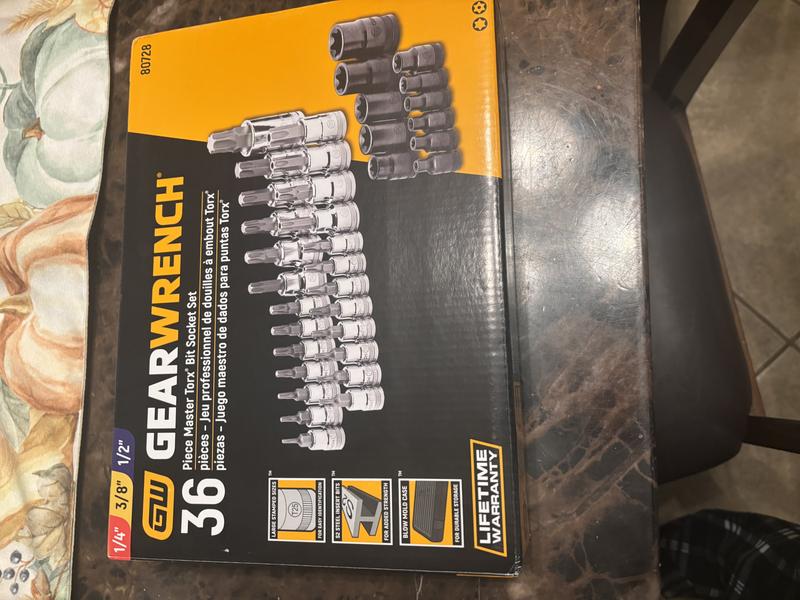 GEARWRENCH 36-Piece Set Drive Set Tamper-proof Torx Bit Driver Socket ...