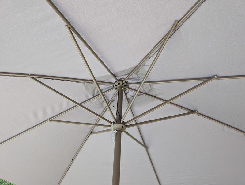 VOUA 15-ft Iron Beige No-tilt Market Patio Umbrella in the Patio ...