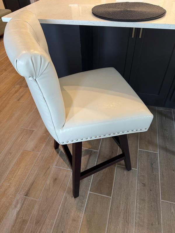 LUE BONA Gray/Faux leather 25.8-in H Counter height Upholstered Swivel ...