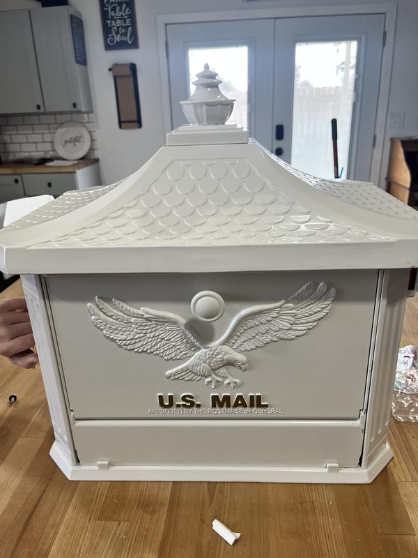 Architectural Mailboxes Post Mount White Metal Large Lockable Mailbox ...