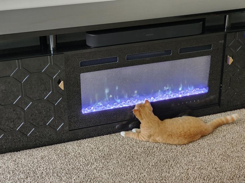 Clihome 70.08-in W White TV Stand with Fan-forced Flat Wall Electric ...