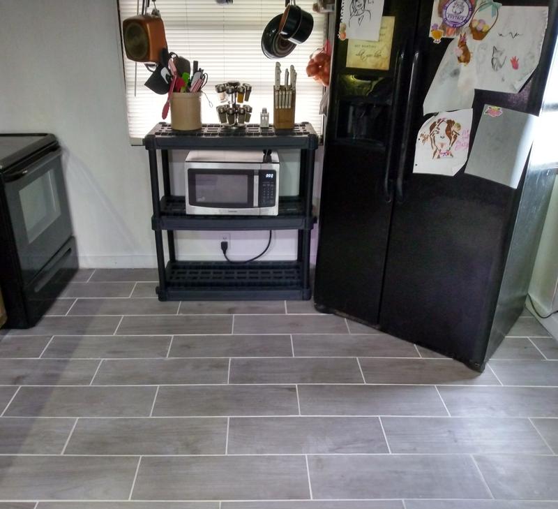 CERAMICAS TESANY Acadia Grey Gray 8-in x 24-in Glazed Ceramic Wood Look ...