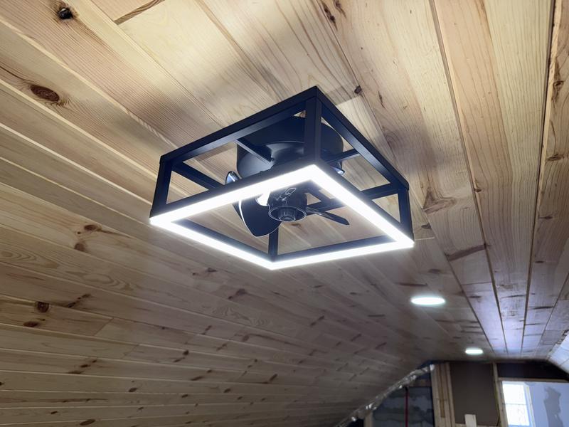 C Cattleya 12-in Black with Black Blades Adjustable White LED Flush ...