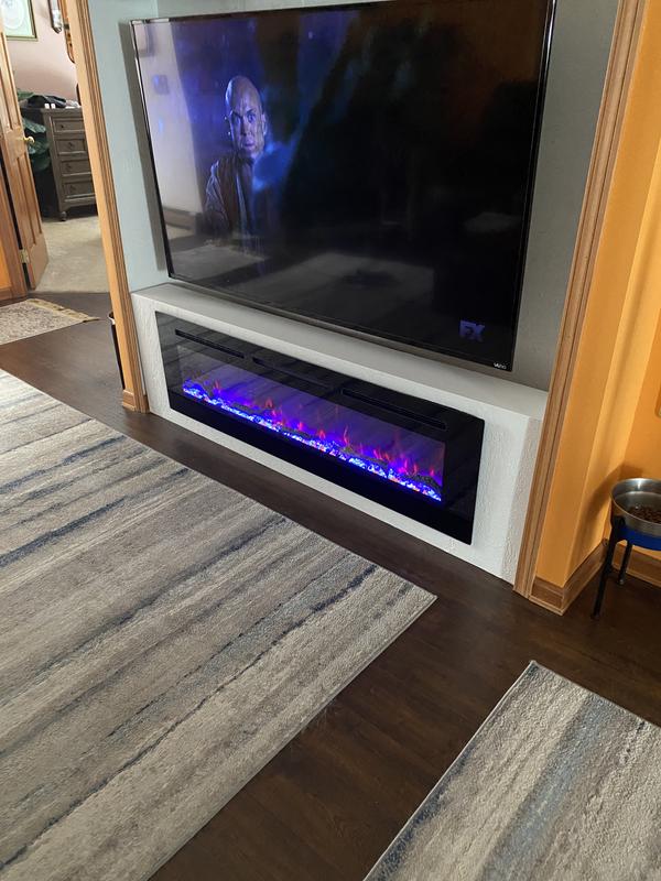 IHOMEadore 50-in W Black Wall mount Infrared quartz Electric Fireplace ...