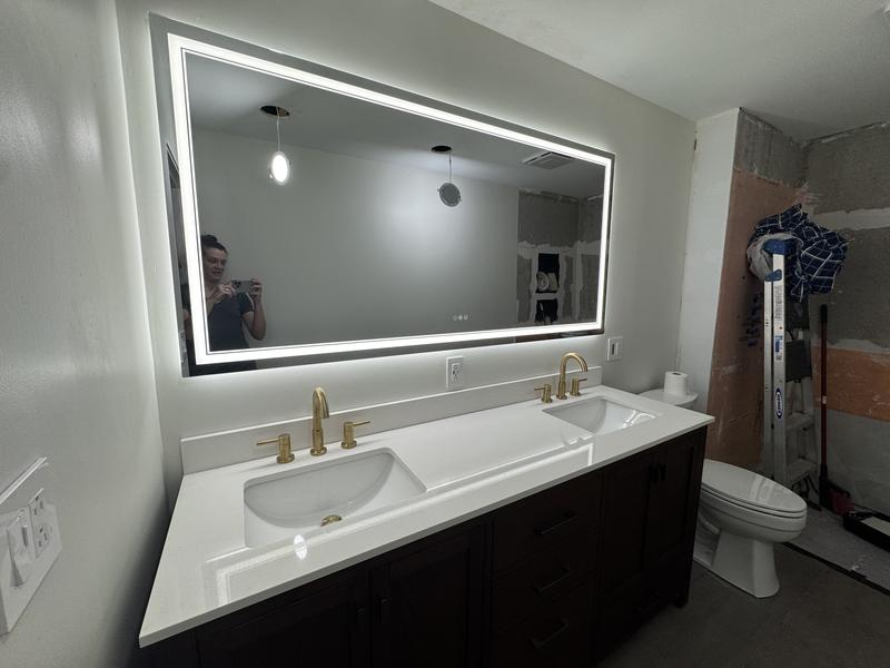 Keonjinn Lighted Mirror 24-in x 36-in Polished Frameless Rectangle ...