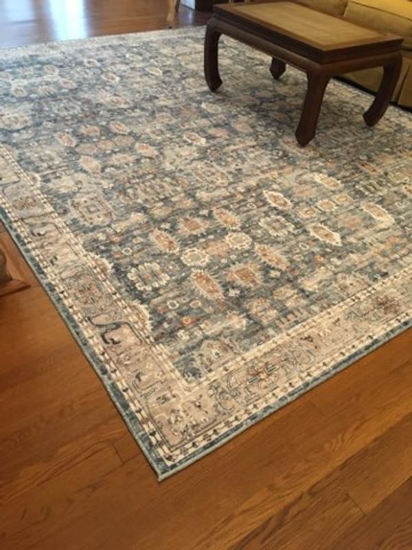 allen + roth Machine Washable Blue Traditional 8 X 10 (ft) Blue Indoor ...