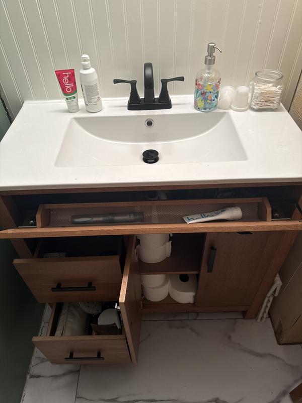 JEAREY Freestanding Bathroom Vanity 36-in White Single Sink Bathroom ...