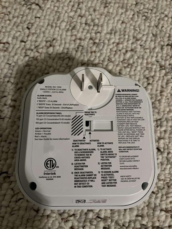 Knox Safety 10-Year Battery Plug-in Carbon Monoxide Detector with Voice ...