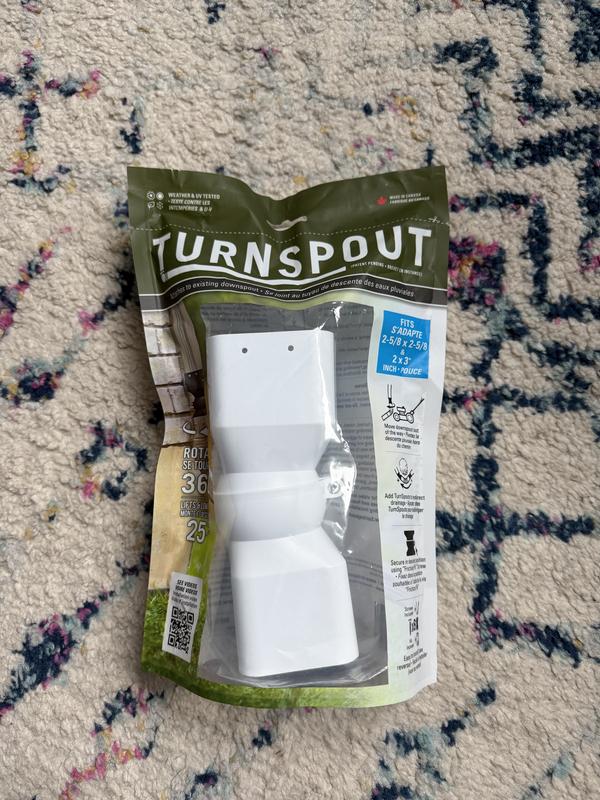 TURNSPOUT Polymer 7.1-in White Adjustable Downspout connector in the ...