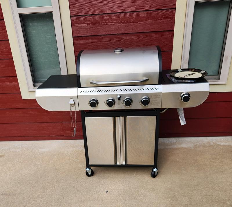 COWSAR Stainless steel and Black 4 -Burner Liquid Propane Gas Grill 1 ...