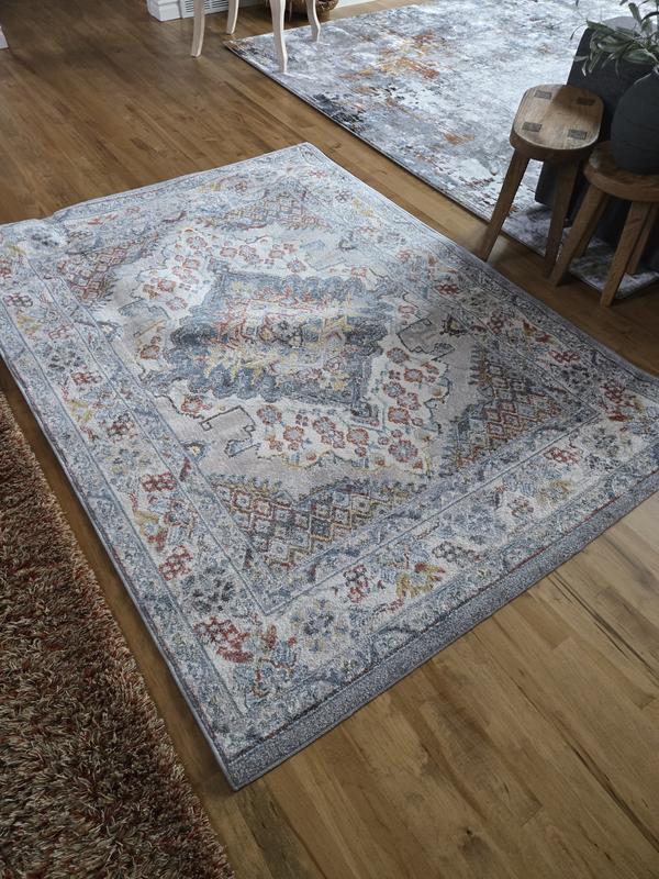 Livabliss Ankara 5 X 7 (ft) Sky Blue/Mustard Indoor Abstract Mid ...