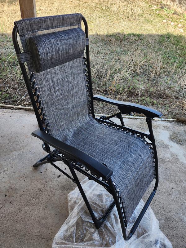 Sun-Ray Black Steel Frame Stationary Zero Gravity Chair with Red Woven ...