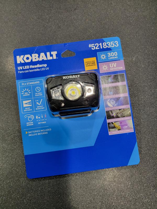 Kobalt UV LED Headlamp 300-Lumen 4 Modes LED Flashlight with Batteries ...