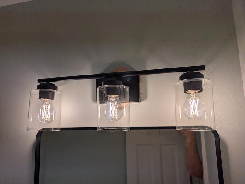 Project Source Tessa 22-in 3 -Light Matte Black Transitional Vanity ...