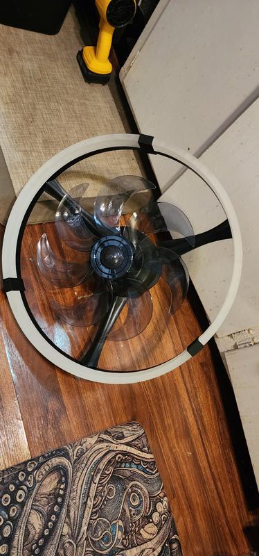 Breezary Light-Free 56-in Black with Wood Grain Blades Ceiling Fan ...