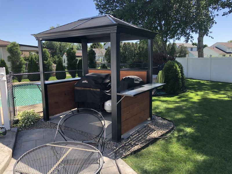 Sojag 5-ft x 8-ft Mykonos Rectangle Grey Metal Steel Roof Grill Gazebo ...