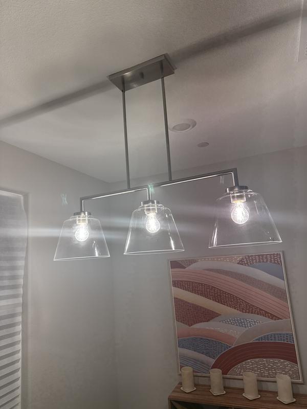 allen + roth Bradley 3 -Light Matte Black Farmhouse Clear glass Glass ...