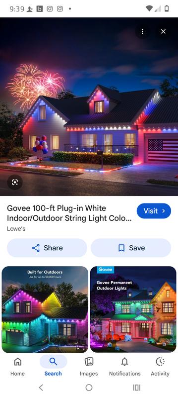 Govee 100-ft Plug-in White Indoor/Outdoor String Light Color Changing ...