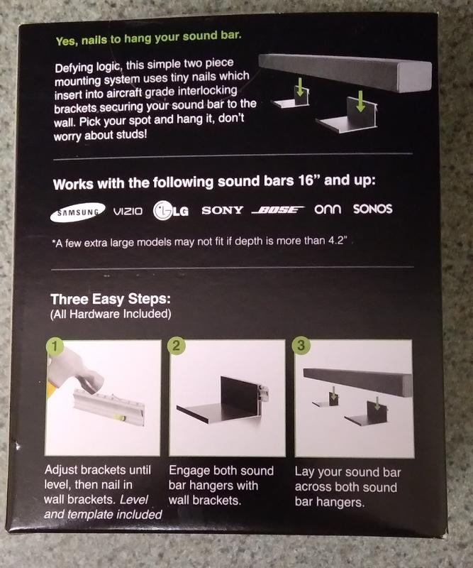 Hangman No Stud Fixed Indoor Wall Sound Bar Hanger (Hardware Included ...