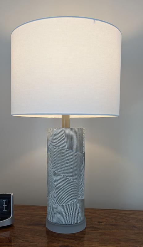 KAWOTI Aureole 23-in Gray with White LED 4-way Table Lamp with Fabric ...
