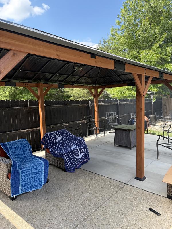 ELEVATE OUTDOORS 11-ft x 11-ft Arbor Cedar Wood Gazebo Brown Gazebo ...