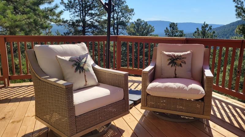 allen + roth Rosedale Set of 2 Wicker Tan Steel Frame Swivel rocker ...