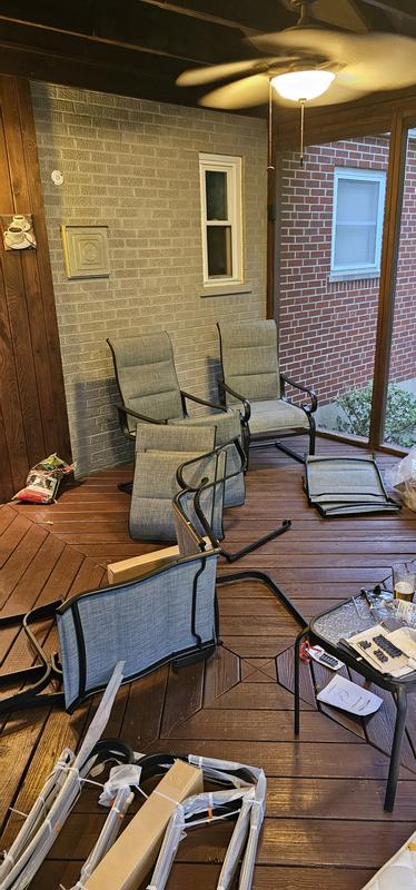 Nuu Garden 7 -Piece Curved Leg Table Patio Dining Set Iron Rectangle ...