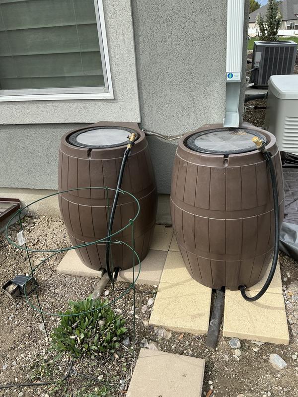 FCMP Outdoor 50-Gallon Brown Recycled plastic Rain Barrel Spigot in the ...