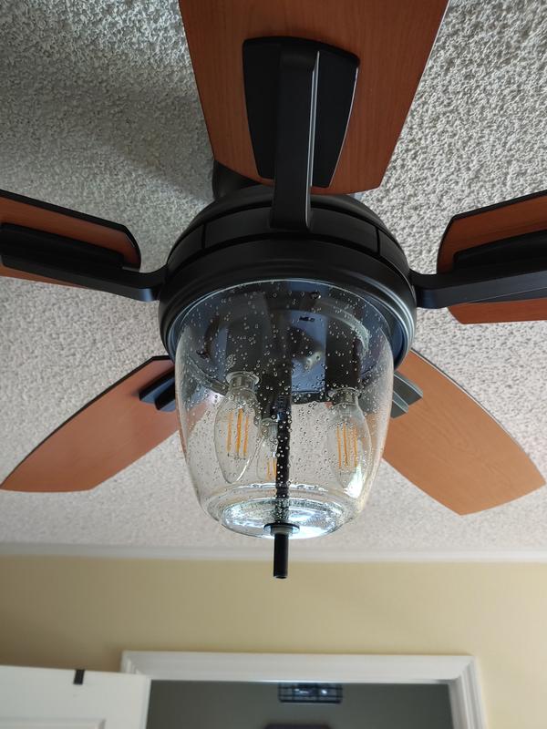 Castine 52-in Outdoor Downrod or Flush Mount Bronze with Auburn ...