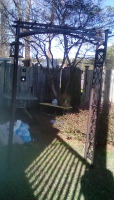 Garden Accents Lantern Arbor 4.33-ft W x 6.56-ft H Black Garden Arbor ...