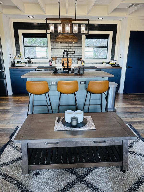 LUE BONA Black 24-in H Counter height Upholstered Metal Bar Stool 4 ...