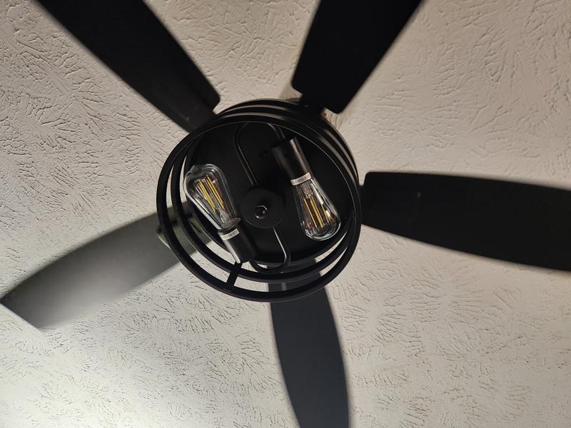 SILJOY 52-in Farmhouse Cage Ceiling Fan with Walnut or Black Color ...