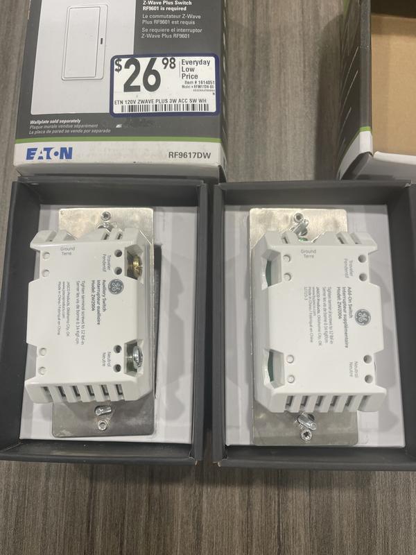 Eaton Z-Wave Plus 15-amp 3-way Push Button Companion Smart Light Switch ...