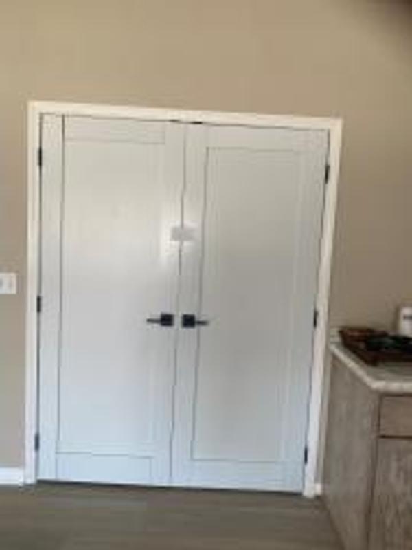 JUJUBON 48-in x 80-in White MDF Slab Interior French Double Door ...
