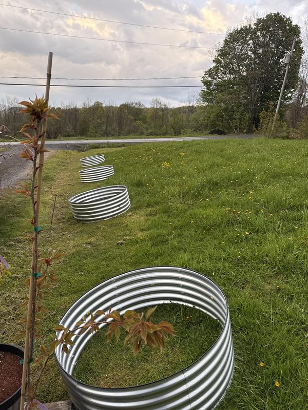 GarveeLife 4x1.5ft Silver Large Round Galvanized Raised Garden Beds ...