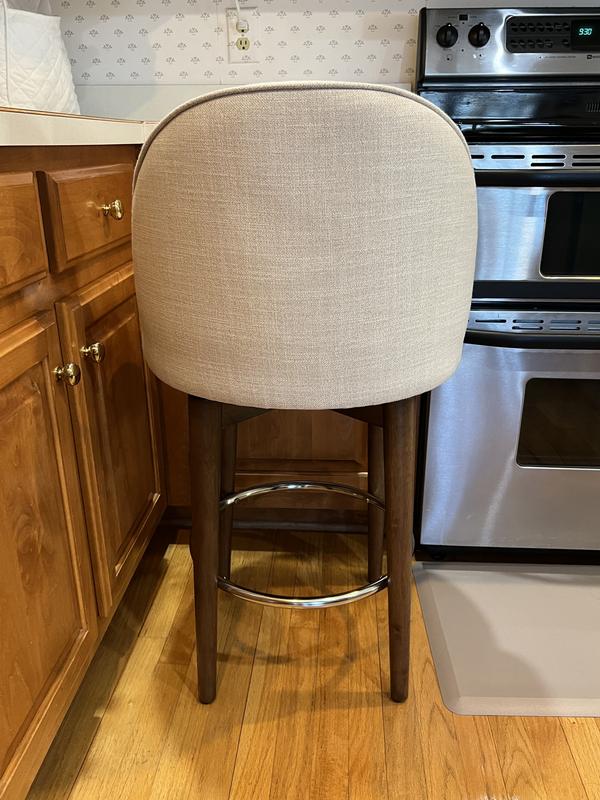 Circle 55 Gray 26.4-in H Counter height Upholstered Swivel Wood Bar ...